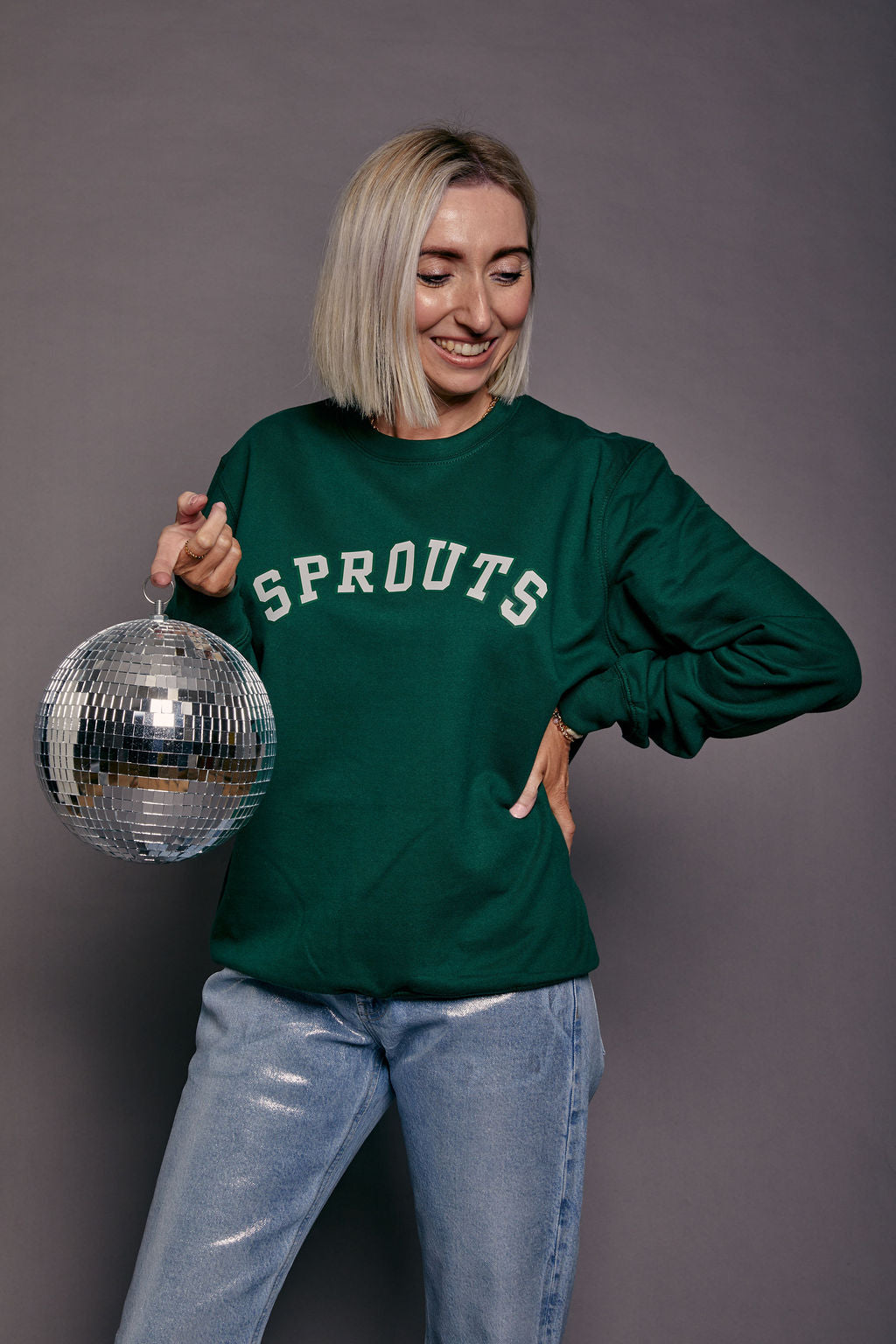 Sprouts Varsity Slogan Christmas Jumper Sweatshirt – Rock On Ruby